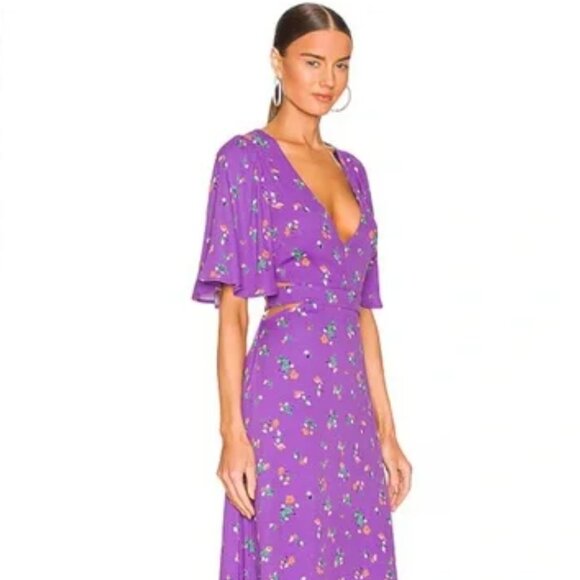 AFRM | Dresses | Afrm Renzo Dress Purple Floral Maxi Cut Out Sides Sz ...